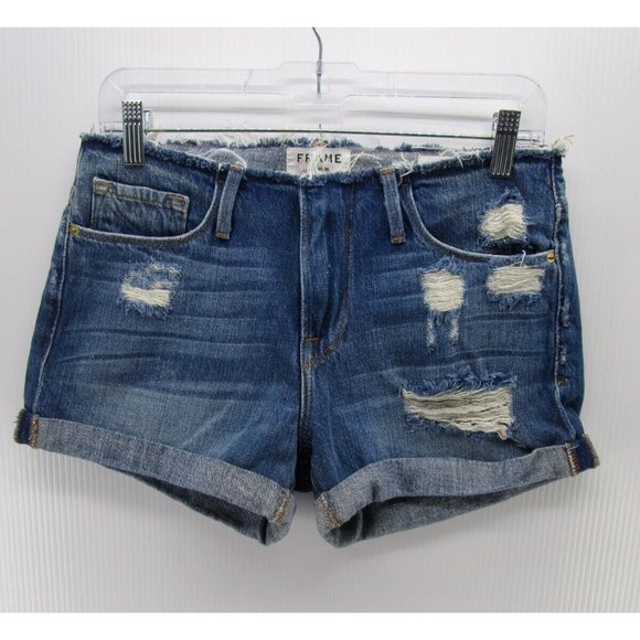 Frame Denim | Shorts | Frame Shorts 26 Le Cutoff Ripped Cuffed Denim ...